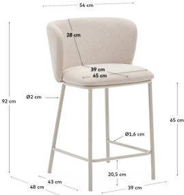 Béžová barová židle (výška sedáku 65 cm) Ciselia – Kave Home