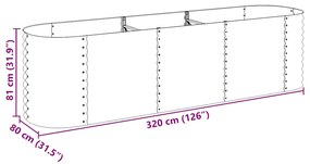 vidaXL Marketos Vyvýšený záhon 320 x 80 x 81 cm pozinkovaná ocel stříbrný