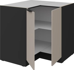 ARIA cb | dolní skříňka 90x90 DN 2F rohová s policí | 90x90 cm | černá/béžová