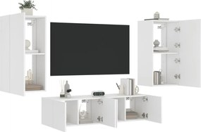 vidaXL 4dílná obývací stěna s LED kompozitní dřevo [3216848] Barva: Černá