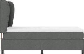 Postel s boxspringem s čelo Tmavě šedá 90 x 190 cm textil 3340600