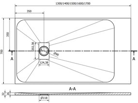 Mexen Hugo, SMC obdélníková sprchová vanička 160 x 70 cm, černá matná, 42707016