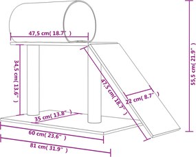 Škrabadlo pro kočky s tunelem a žebříkem tmavě šedé 55,5 cm 171791