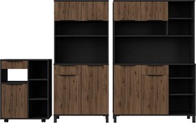 Kredenc příborník MONZA | 269 cm | sestava 3 díly | černá/ořech okapi
