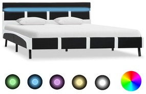 Rám postele s LED světlem černý umělá kůže 140 x 200 cm - Default Title