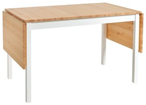 Borovicový rozkládací jídelní stůl s bílou konstrukcí loomi.design Brisbane, 120 (200) x 70 cm