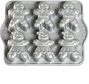 Forma na 6 mini bábovek ve stříbrné barvě Nordic Ware Girls And Boys, 1,1 l