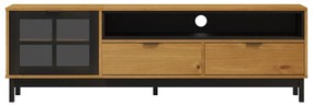 TV skříňka s prosklenými dvířky FLAM 158x40x50 cm borové dřevo - Default Title