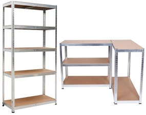 Regál 150x75x30 cm stříbrný
