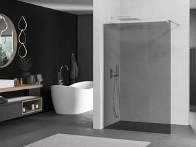 Mexen Kioto, sprchová zástěna Walk-In 100 x 200 cm, 8mm šedé sklo, broušená ocel profil, 800-100-101-97-40