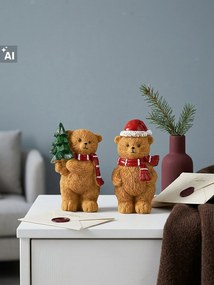 Sinsay - Stojící vánoční dekorace ve tvaru medvídků s vánočním stromkem 2 pack - vícebarevná