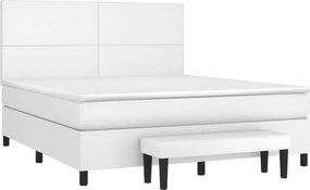 Box spring postel s matrací bílá 160x200 cm umělá kůže 3137552