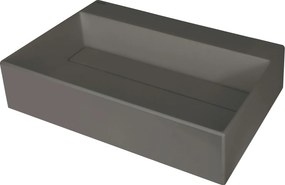 Deante Correo, granitové umyvadlo na desku s poličkou pod baterii a krycí deskou 600x400x130 mm, antracitová, CQR_TU6M