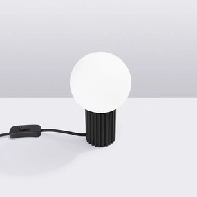 Černá stolní lampa se skleněným stínidlem (výška 19 cm) Orbital – Sollux