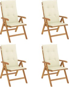Skládací polohovací křesla s polštáři 4 ks, masivní teak 3196465