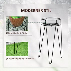 Sada 3 kovových stojanů na květiny Outsunny pro květináče do Ø16 cm, elegantní stojan na květiny v černé barvě | Aosom.de