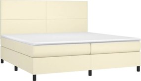 Box spring postel s matrací a LED krémová 200x200 cm umělá kůže 3135845