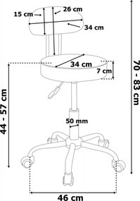 Taburetka na kolečkách s opěradlem GAMMA