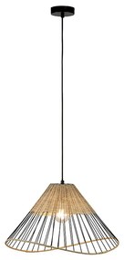 Venkovská závěsná lampa černá 48 cm s ratanem - Treccia