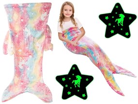 Verk Group Mořská panna ocas přikrývka přikrývka spací pytel teplý svítící pro dívky měkký kůň