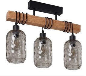 BRILAGI - Přisazený lustr WOOD GLASS 3xE27/60W/230V borovice/černá/kouř šedá