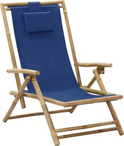 vidaXL Polohovací relaxační křeslo bambus a textil [41893] Barva: Námořnická modrá
