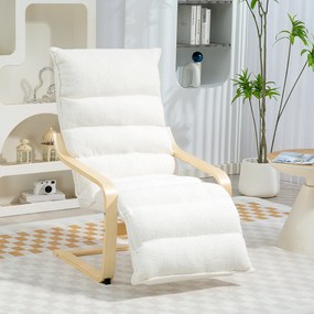 HOMCOM Relaxační Křeslo, Polstrované Lounge Křeslo s Nastavitelným Opěrkou Nohou, Sherpa Fleece pro Obývací Pokoj, Houpací Křeslo s Opěrkami, Čtecí K…