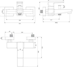 OMNIRES PM7430BL - Vanová baterie PARMA matná černá