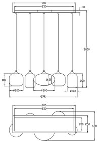Fabas Luce 3627-48-126 - Lustr na lanku GILLIS 5xE27/40W/230V šedá/černá