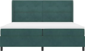 Postel s boxspringem s čelo Tmavě zelená 200 x 200 cm samet 3342029