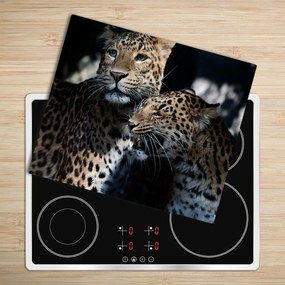 Skleněná krájecí deska Dva leopardy 60x52 cm