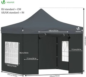 Nůžkový stan 3x3m šedý