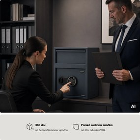 Depozitní trezor s vhozem, elektronický zámek na kód, na peníze a dokumenty, 345x455x300 mm: CEDRIC