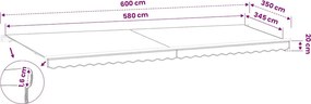 Náhradní plachta na markýzu krémová 600 x 350 cm polyesterová 311934