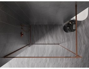 Mexen Kioto-XF, sprchová zástěna s rámem 130 x 202 cm, 10mm čiré sklo, profil růžové zlato, 800-130-104-60-00-X