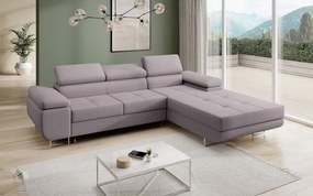 Rohová rozkládací sedací souprava do L WILIAM, 277 cm, s úložným prostorem Roh pohovky: Levý roh, Barva látky: Stříbrná (Vogue 14)