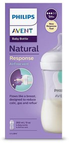 Avent Láhev Natural Philips Response transparentní s ventilem AirFree 260 ml, 1 m+