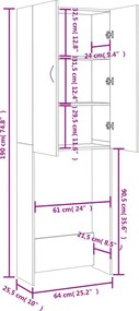 vidaXL Skříňka nad pračku 64 x 25,5 x 190 cm [808413] Barva: Betonová šedá