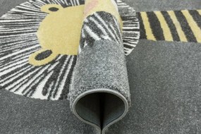 Dětský koberec Lima E181A světle šedý/žlutý, lev