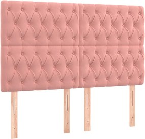 Box spring postel s matrací a LED růžová 160x200 cm samet 3136316