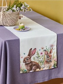 Sinsay - Běhoun na stůl s potiskem zajíce - bílá