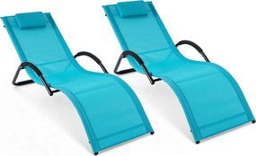 Costway Sada 2 lehátek, ergonomická zahradní lehátka s vyjímatelnými polštáři