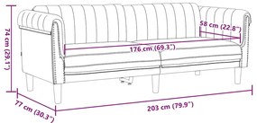 vidaXL Pohovka 3místná hnědá umělá semišová kůže