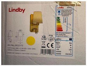 Lindby | Lindby - LED Nástěnná lampa AIDEN 1xE14/40W/230V + LED/3,1W/230V | LW1330