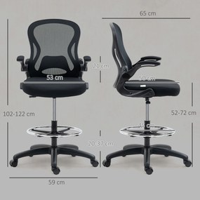 Kancelářská židle Vinsetto s nastavitelnou výškou a podnožkou do 120 kg černá ergonomická židle pro pohodlnou práci | Aosom.de