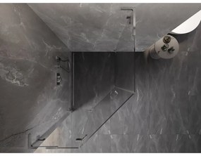 Mexen Lunar, L pětiúhelníkový sprchový kout naklápěcí doleva 80 x 90 cm, 8mm čiré sklo, chromový profil, 831L-080L-090P-01-00-L
