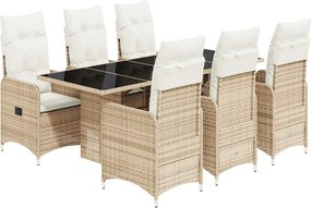 7dílný zahradní bistro set s poduškami béžový polyratan 3277104