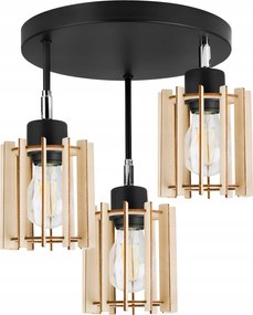 Závěsné Stropní Svítidlo Trojitý Lustr Dřevěný Moderní Boho Led