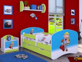 Dětská postel Happy Babies - bořek stavitel 140x70 cm + šuplík