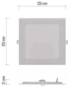 Emos lighting LED zápustný panel NEXXO, 22,5cm, 18W, čtvercový, bílý Barva: Bílá, Chromatičnost: 4000K